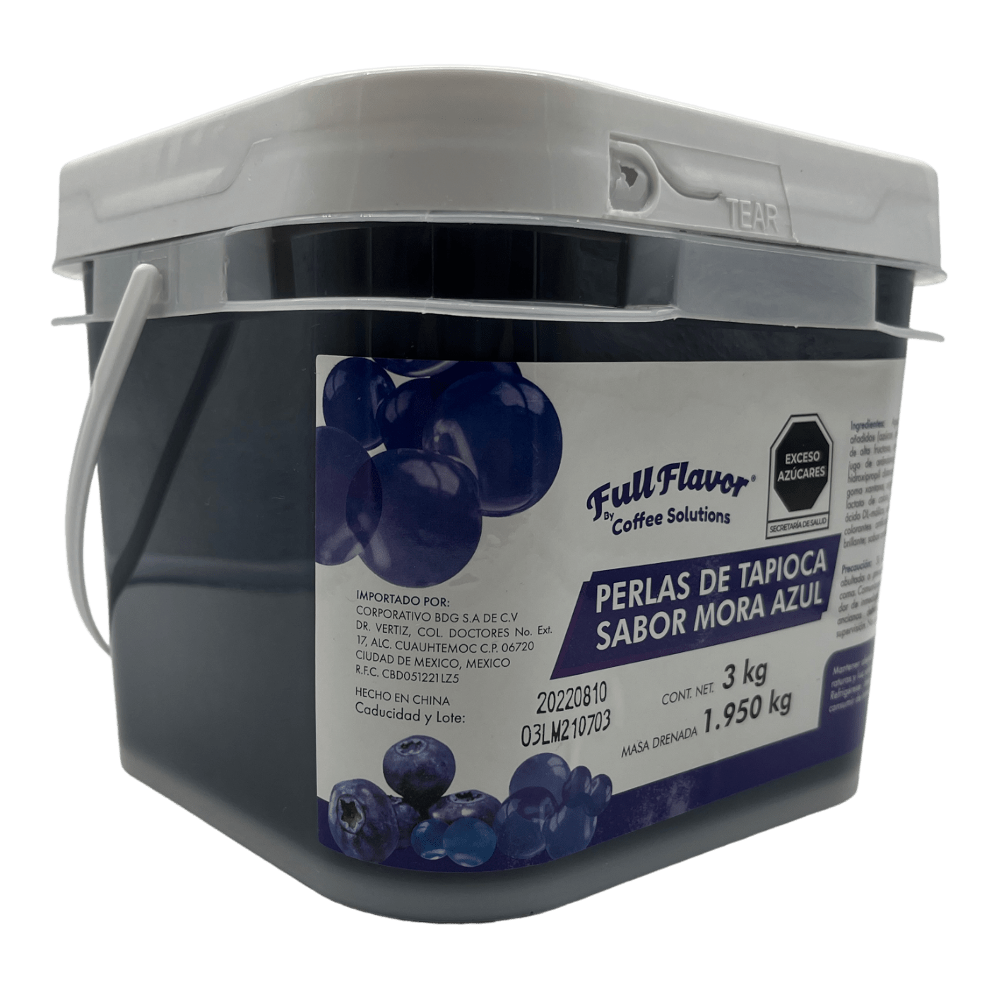 PERLAS EXPLOSIVAS SABOR MORA AZUL, BOTE DE 3 KILOS
