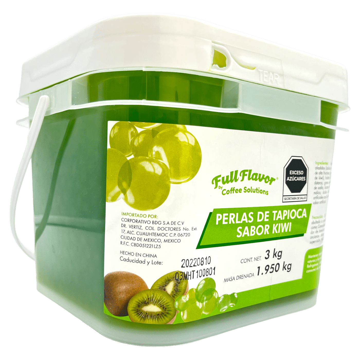 Perlas Explosivas Sabor Kiwi, Bote de 3 Kilos