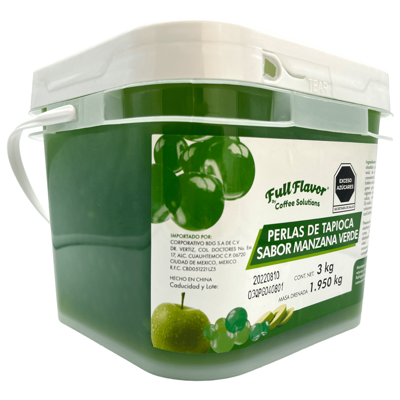 Perlas Explosivas Sabor Manzana Verde, Bote de 3 Kilos